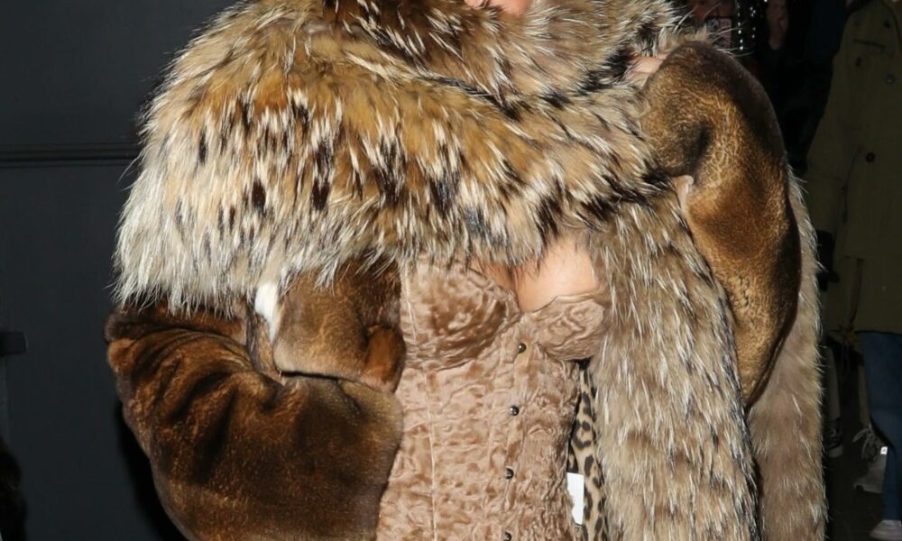 Kim Kardashian Spotted in Fur Coat and Lace-Up Leather Pants in Aspen ...